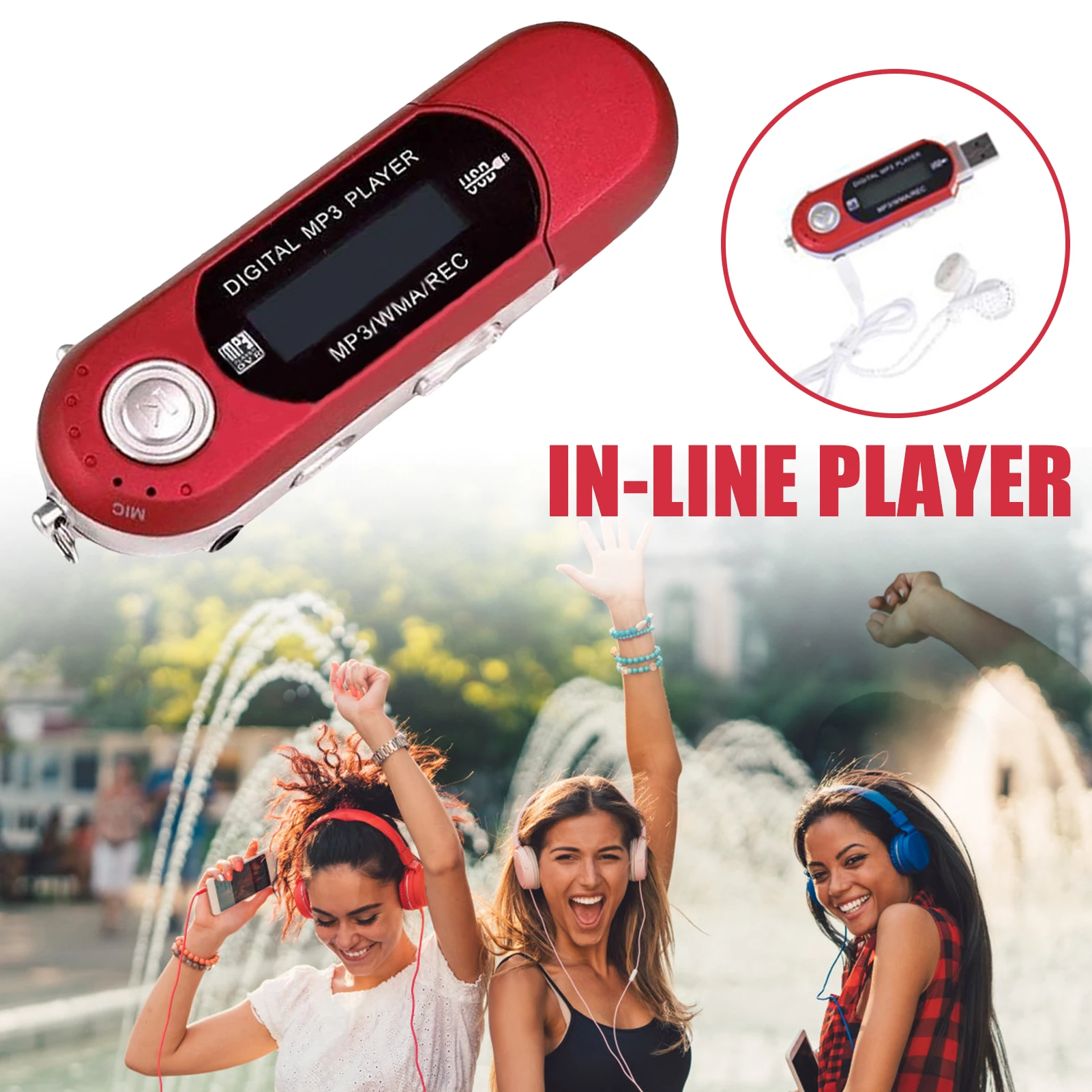 LECTEUR MP3,Red 4G--Lecteur de musique MP3 Portable, Mini écran LCD, prise directe USB, haute ...