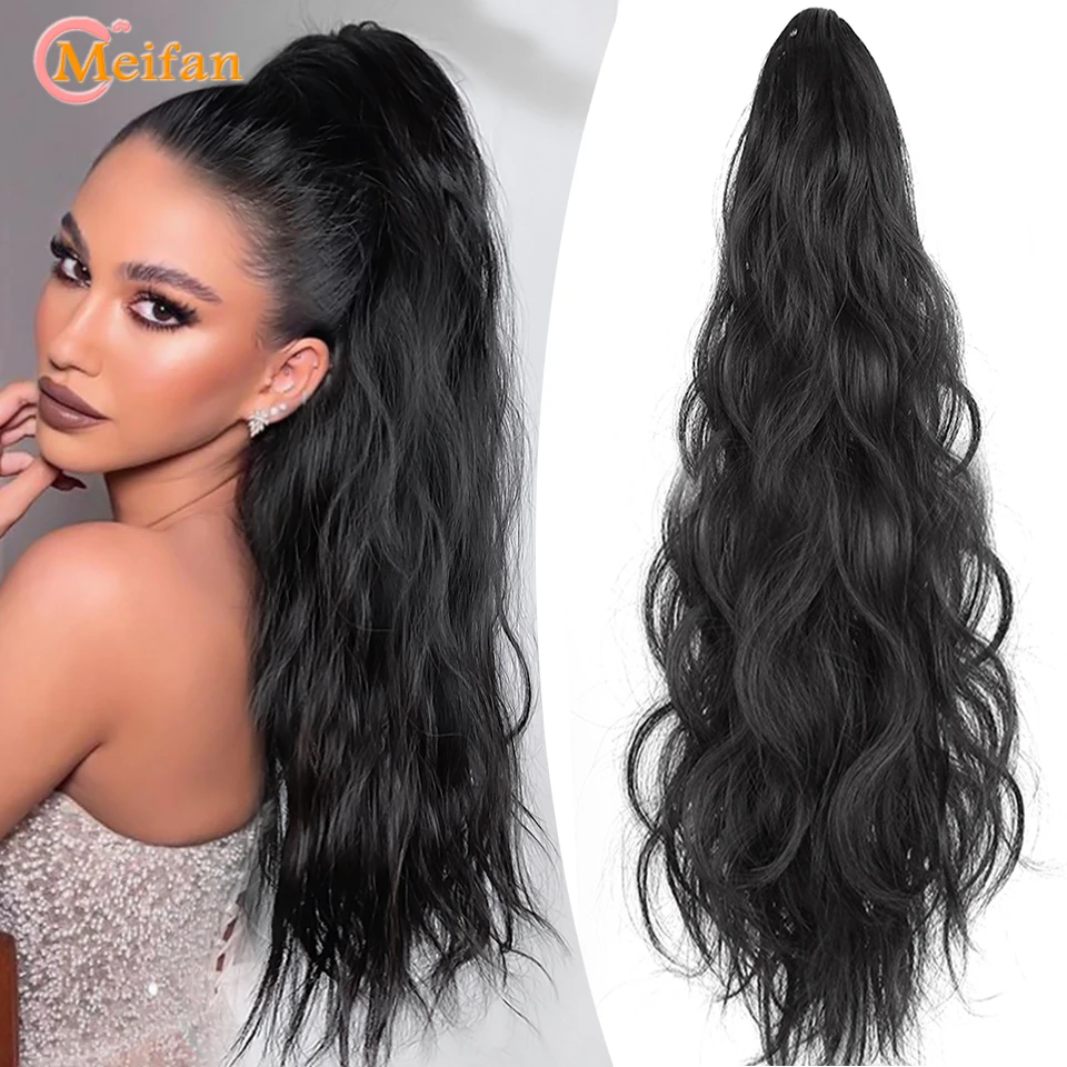 MEIFAN-Syntheitc-Long-Wavy-Curly-Claw-Ponytail-Clip-On-Ponytail ...
