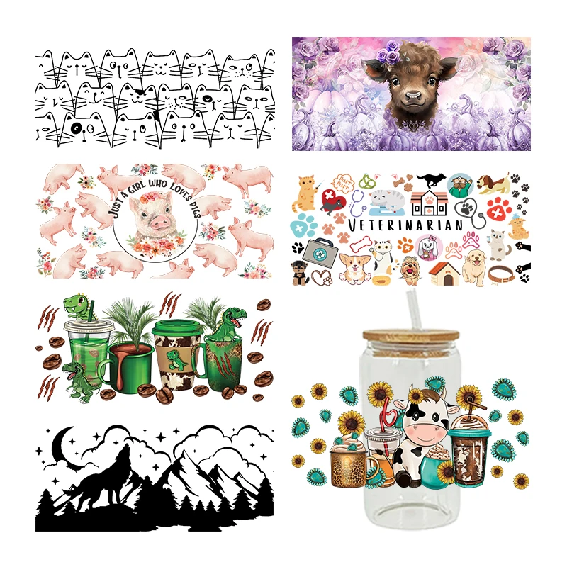 3D-UV-DTF-Transfers-Stickers-16oz-Cup-Wraps-Animal-Dinosaur-Printed-For ...