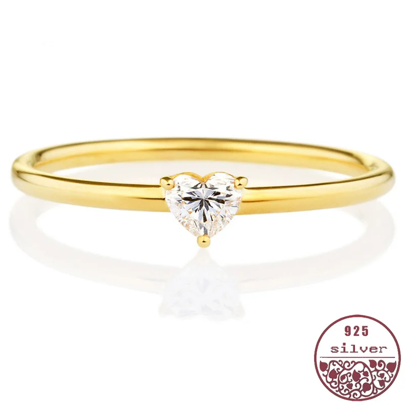 925 Sterling Silver Heart Shaped Transparent White Platinum / 18K Gold ...