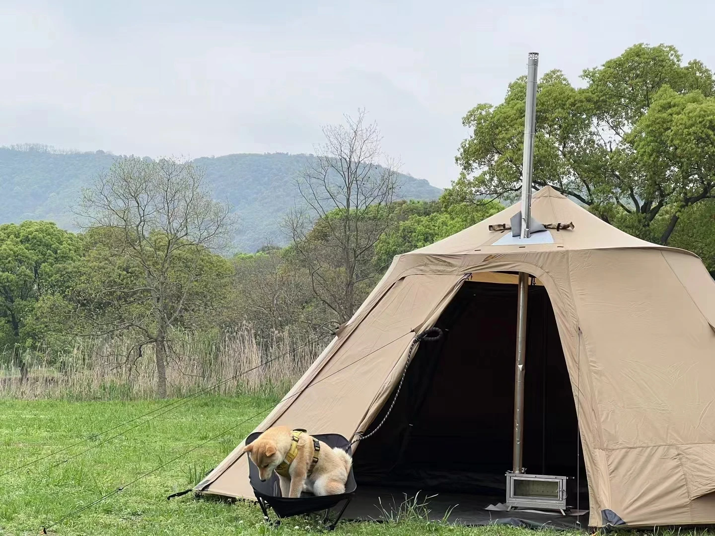 Lightweight Tipi Hot Tents with Stove Jack, Standing Room,Teepee Tent ...