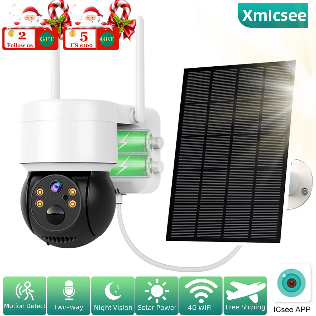 2mp Pir Wifi Camera Plus Solar Panel, 1080p Surveillance Cctv Outdoor ...