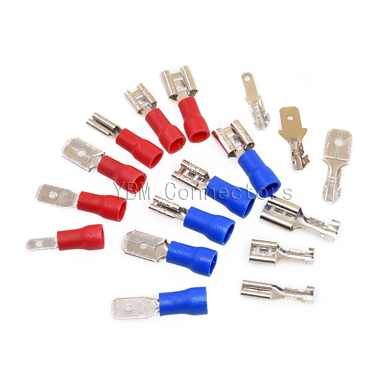 50/100/200/500 Pcs Brass Gilded 6.3MM Female Spade Crimp Terminal Brass ...