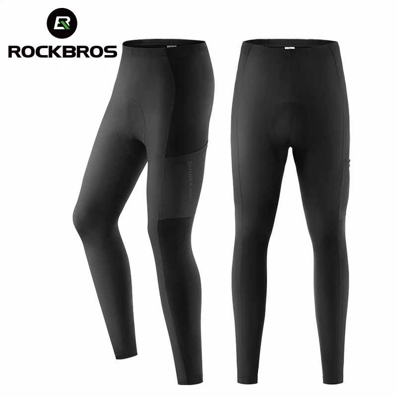 ROCKBROS Winter Fleece Cycling Pants With Shockproof Cushion Pad Men's ...