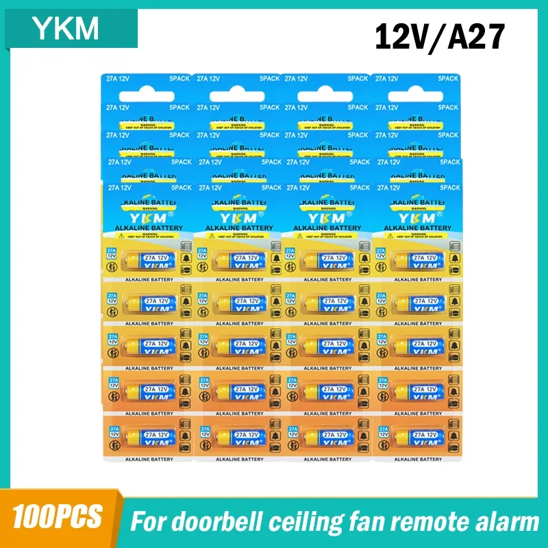 100PCS-27A-A27-12V-Alkaline-Battery-LR27A-MN27-L828F-GP27A-12-Volt-Dry ...