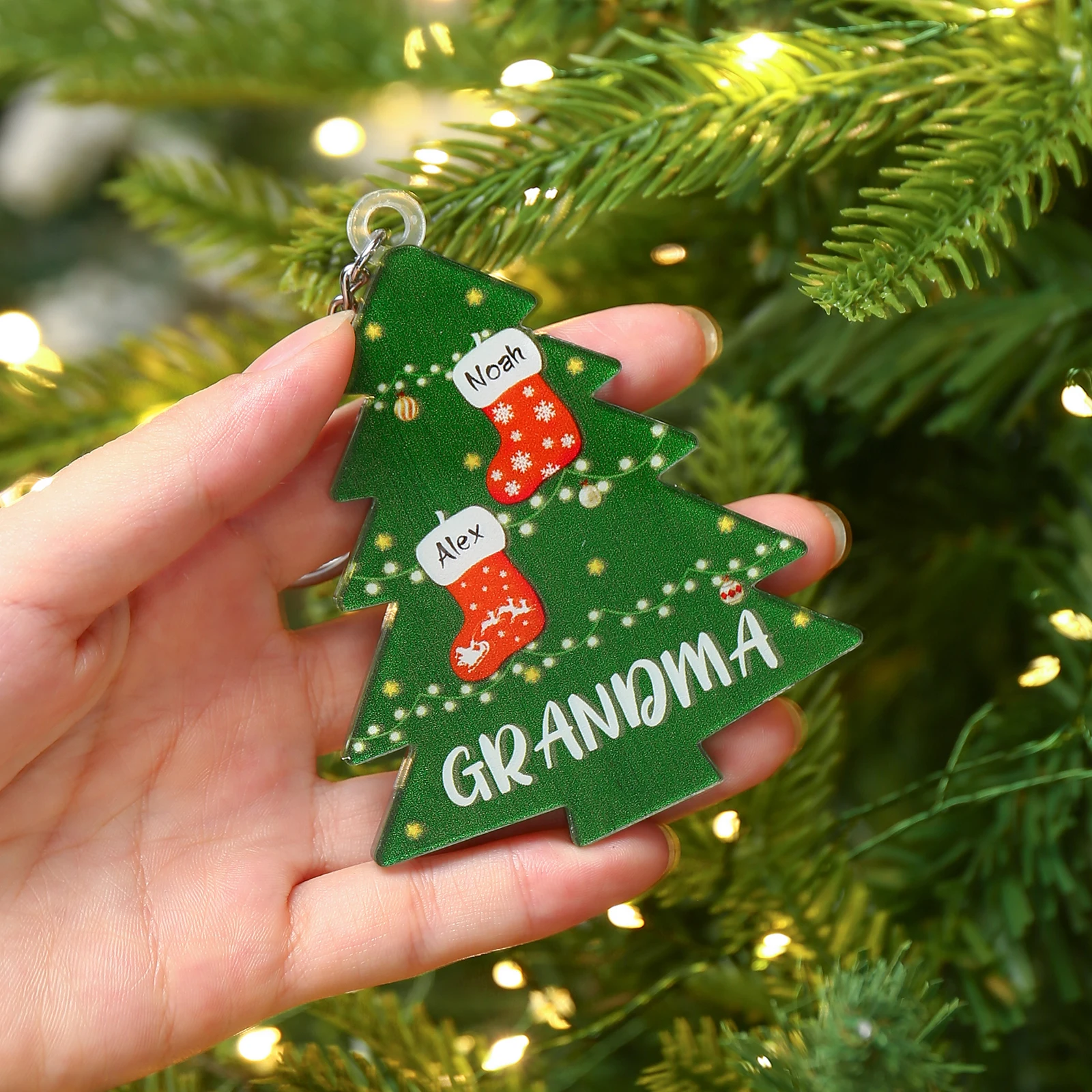 Personalized Acrylic Christmas Tree Keychain | Gifts Flash