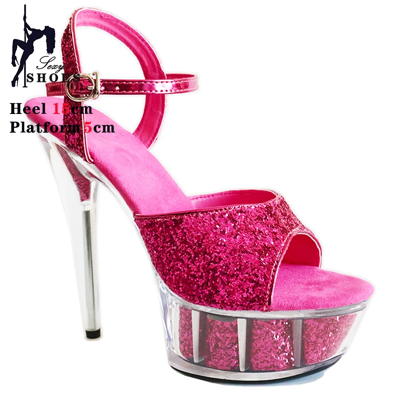 2023 Pink Platform Sandals for Woman Summer Crystal Heels Sandals 15CM ...