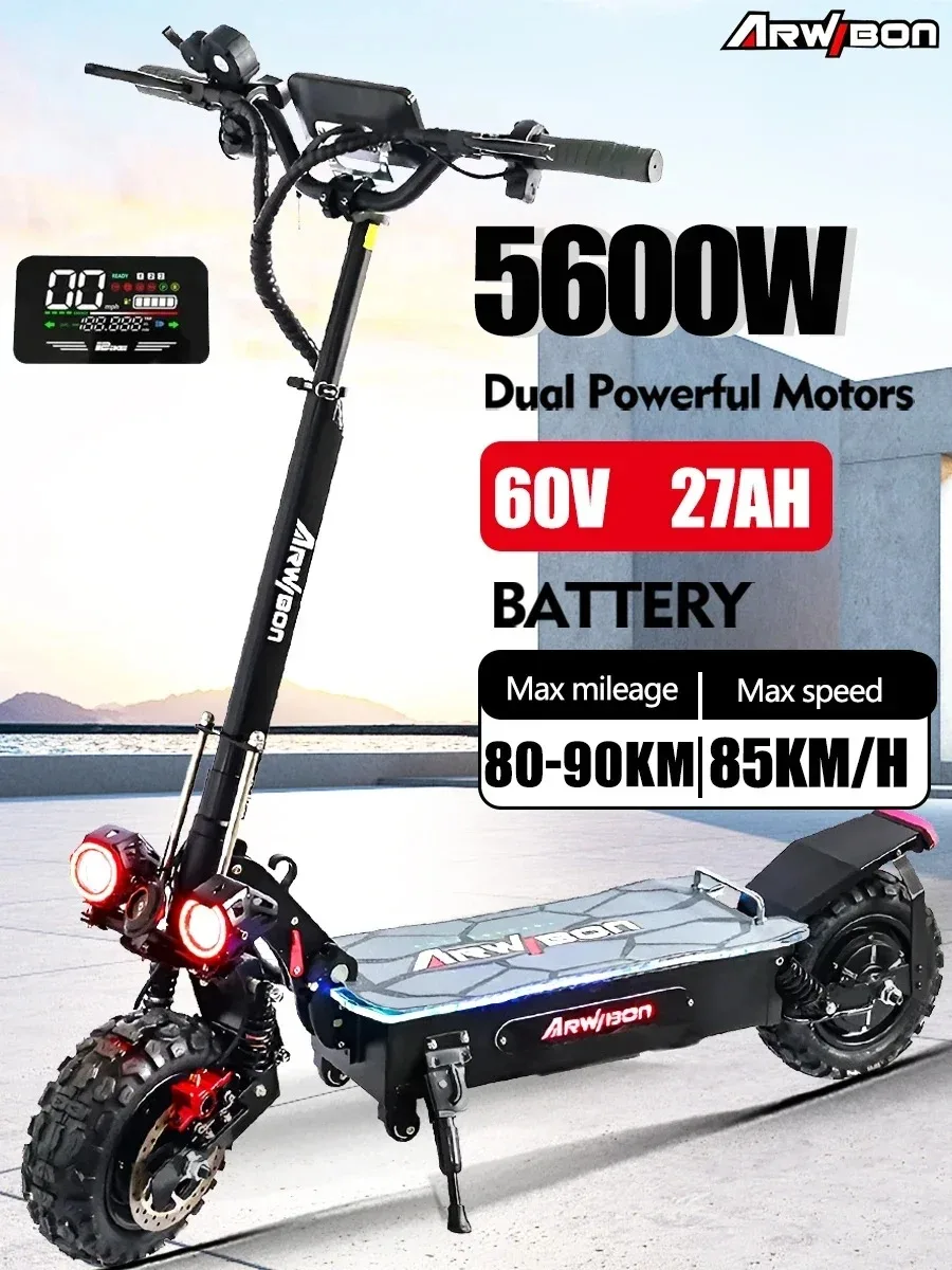 Scooter électrique à double moteur ue 5600W, 60V, 27ah, vitesse ...