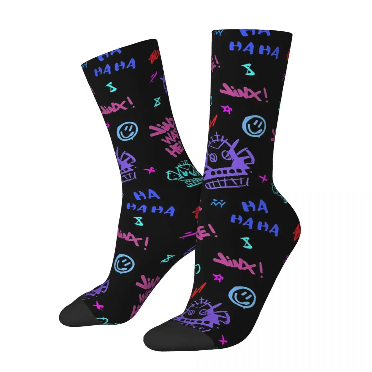 Funny-Crazy-Sock-for-Men-Monkey-Jinx-Hip-Hop-Harajuku-Arcane-LOL-Happy ...