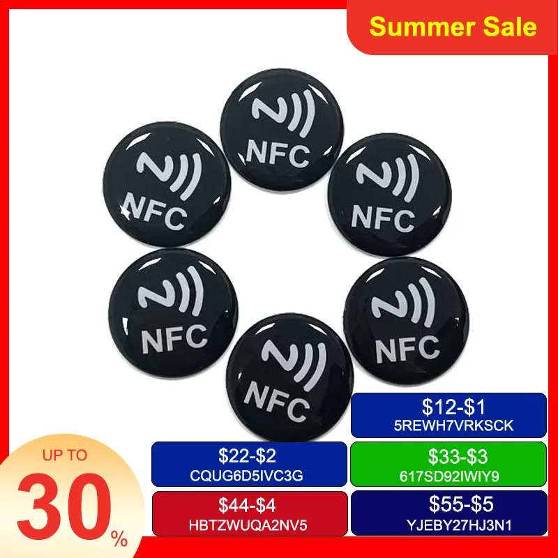 5PCS-Lot-13-56MHz-Black-NFC-216-Sticker-Rewritable-RFID-Token-Epoxy ...