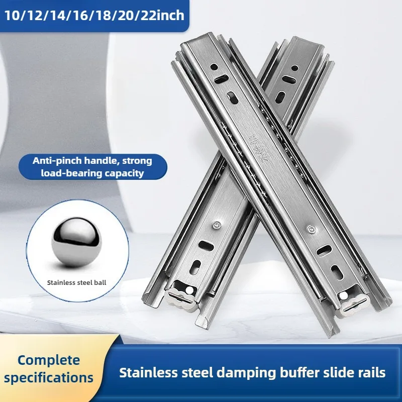 10" - 22" 45mm wide Stainless Steel Drawer Slides Soft Close Drawer ...