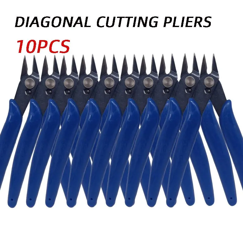 10PCS-170-Model-Scissors-Blue-Diagonal-Pliers-Electronic-Pliers-Plastic ...