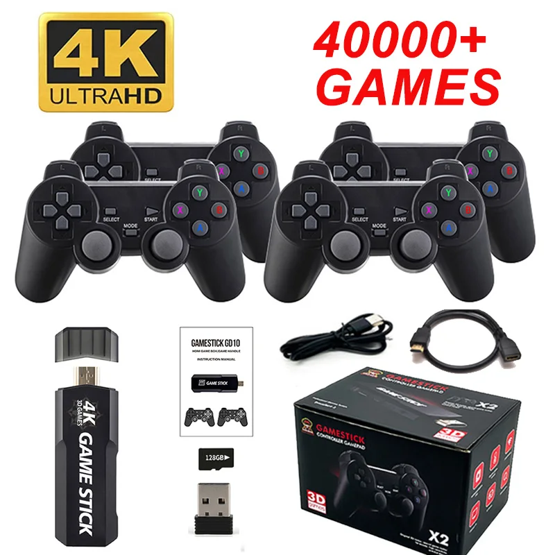 Gd10 Game Stick 4k 128g 40000 Retro Games Video Game Console Hd Output ...