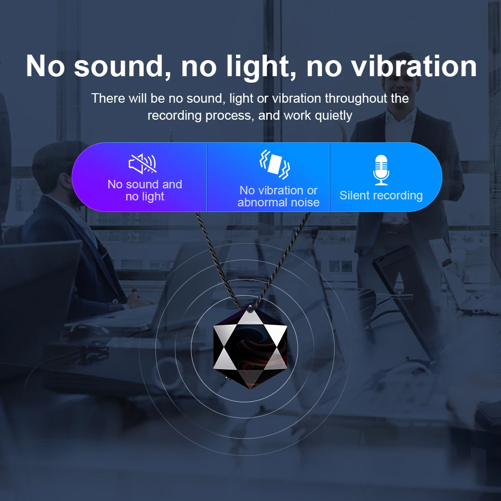 Mini Voice Recorder Portable Necklace Pendant Sound Recorder 20 Hours ...