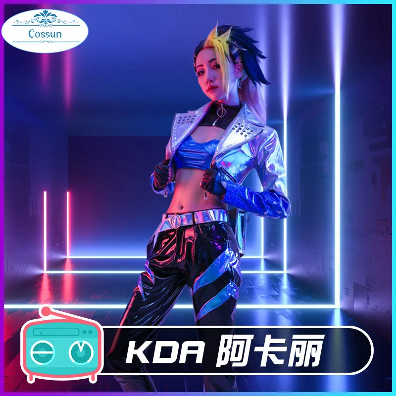 Game Lol Cos Akali All Out Kda Series Laser Singing Uniform Cosplay ...
