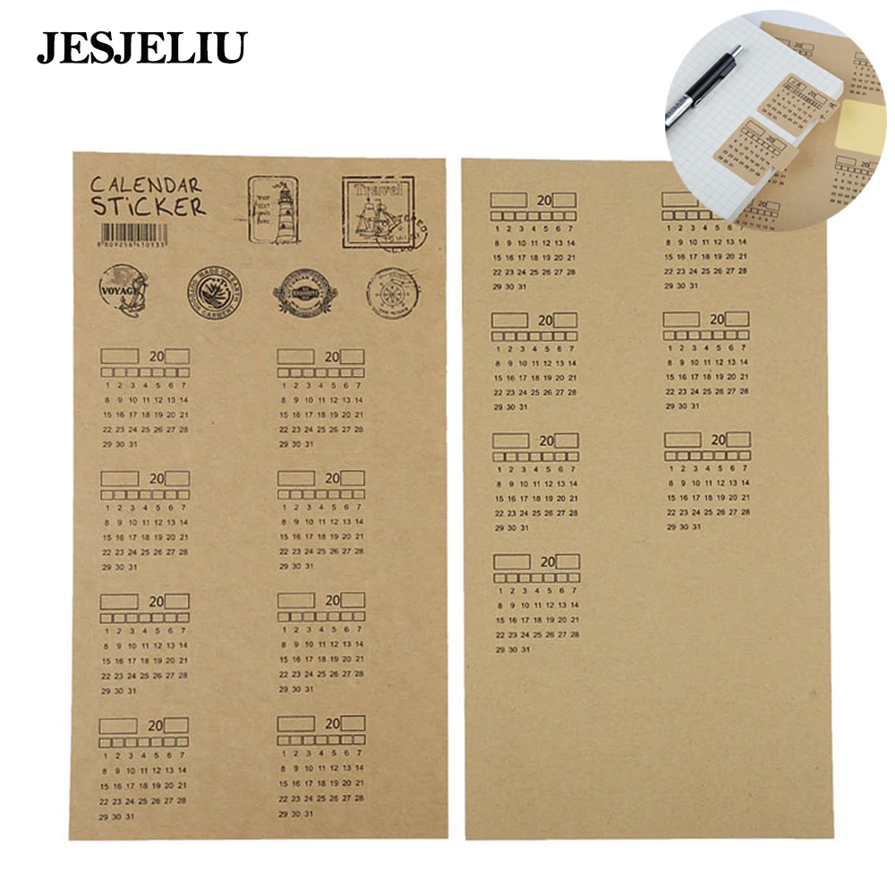 Kraft Paper Calendar Sticker Organizer | Stickers Calendars Stationery ...