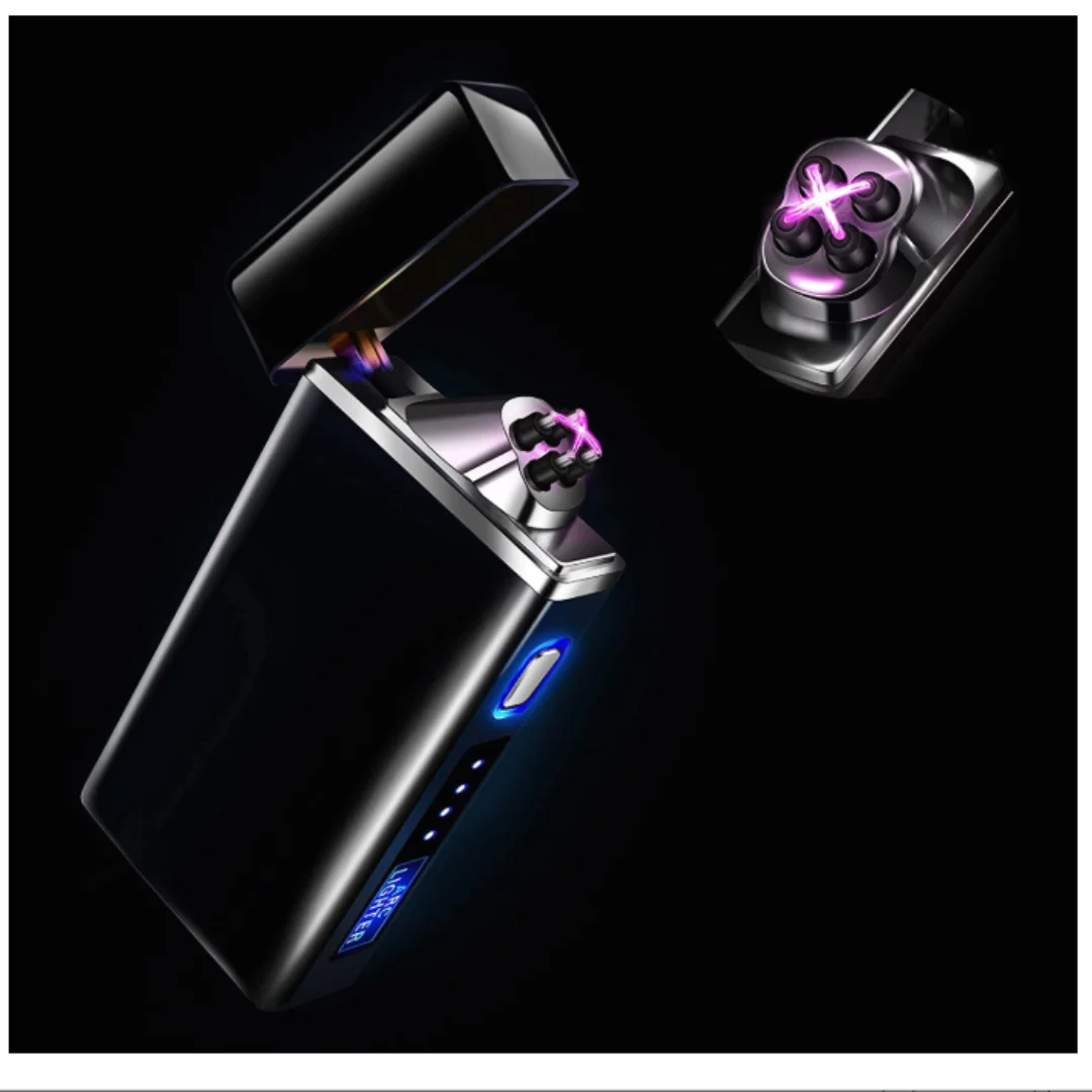 Double Arc Usb Charging Electric Lighter With Led Battery Display Mini ...