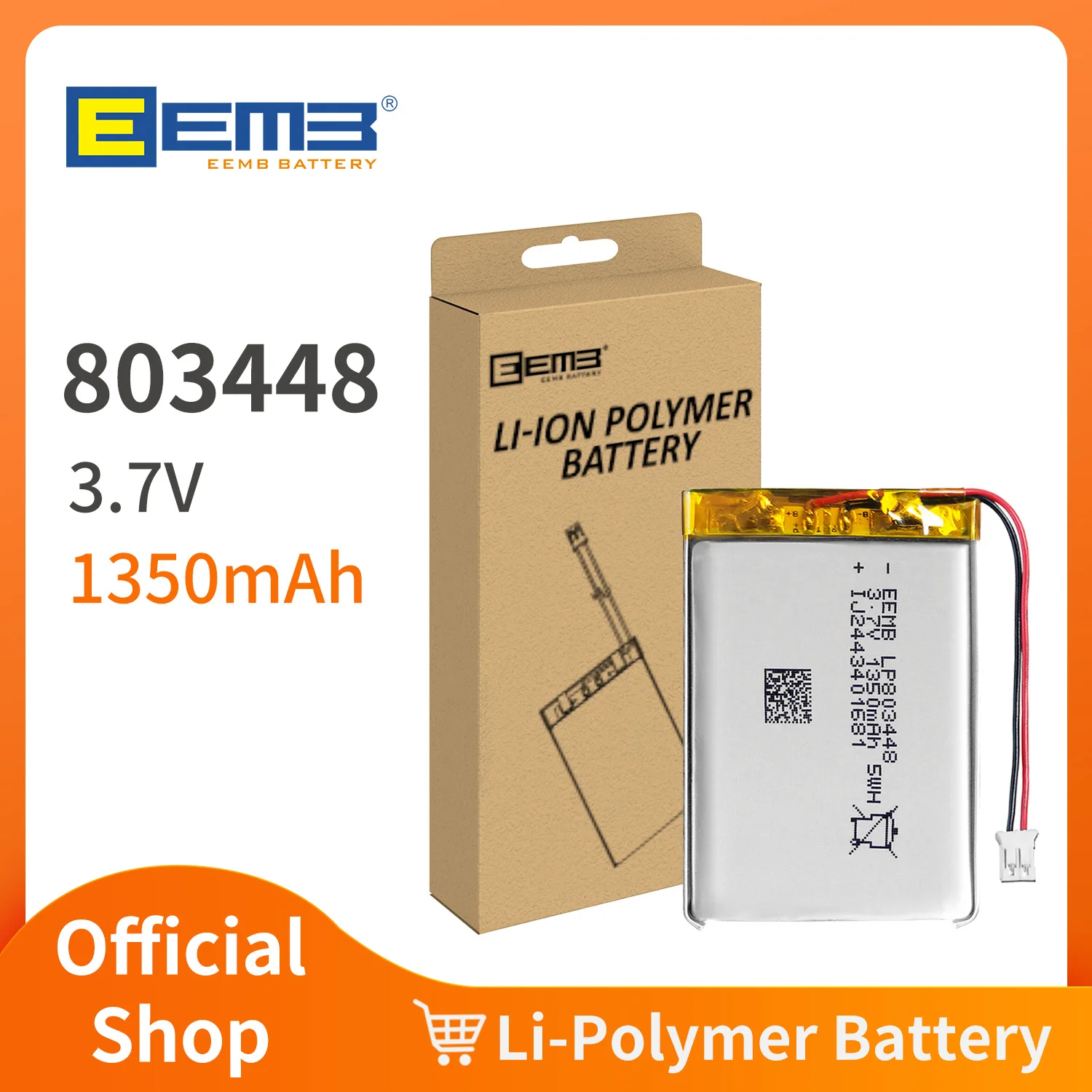 EEMB-1-10PCS-Lithium-Polymer-Battery-3-7V-803448-Rechargeable-1350mah ...