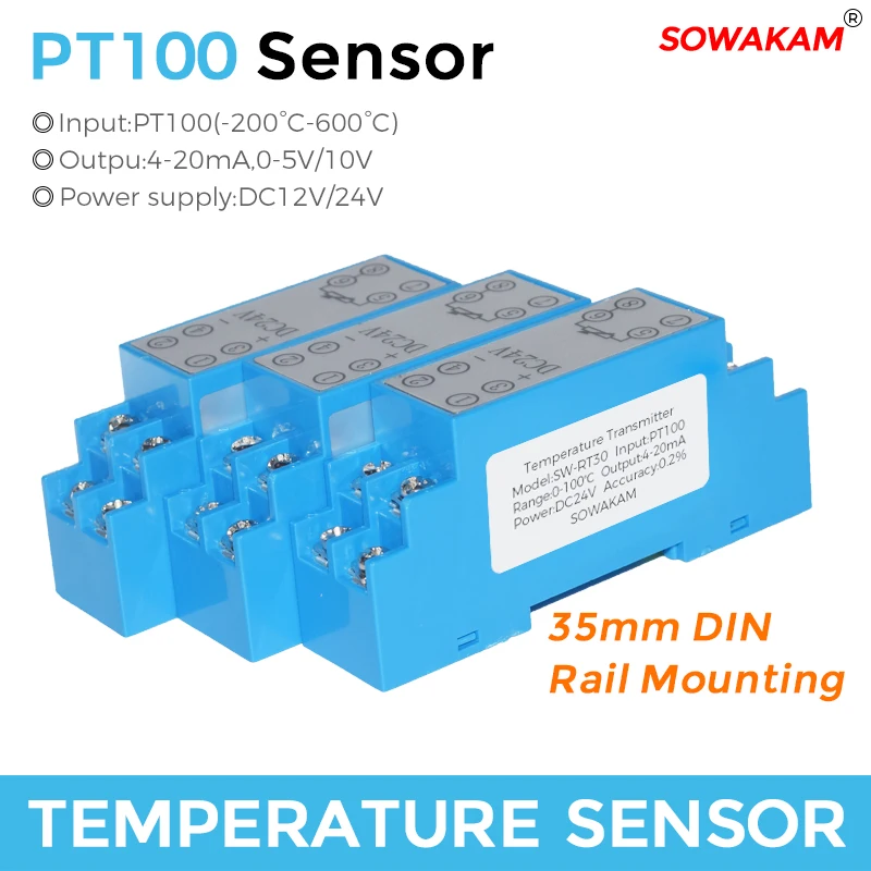 PT100 Temperature Transmitter -200-650C PT100 Sensor 4-20mA 0-5V 10V ...