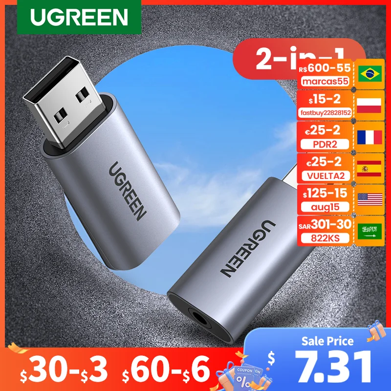 Ugreen Usb Sound Card Audio Interface Usb Sound Card For Laptop Pc Ps4 ...