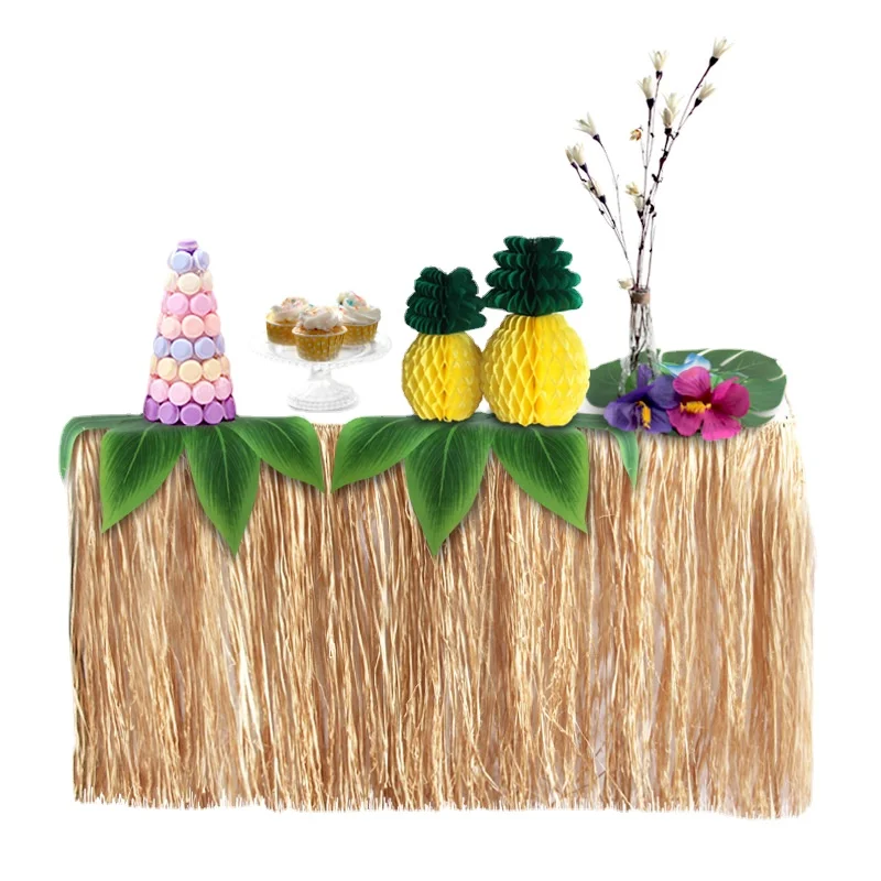 Straw Table Skirt Seaside Beach Holiday Party Curtain Decoration Props ...