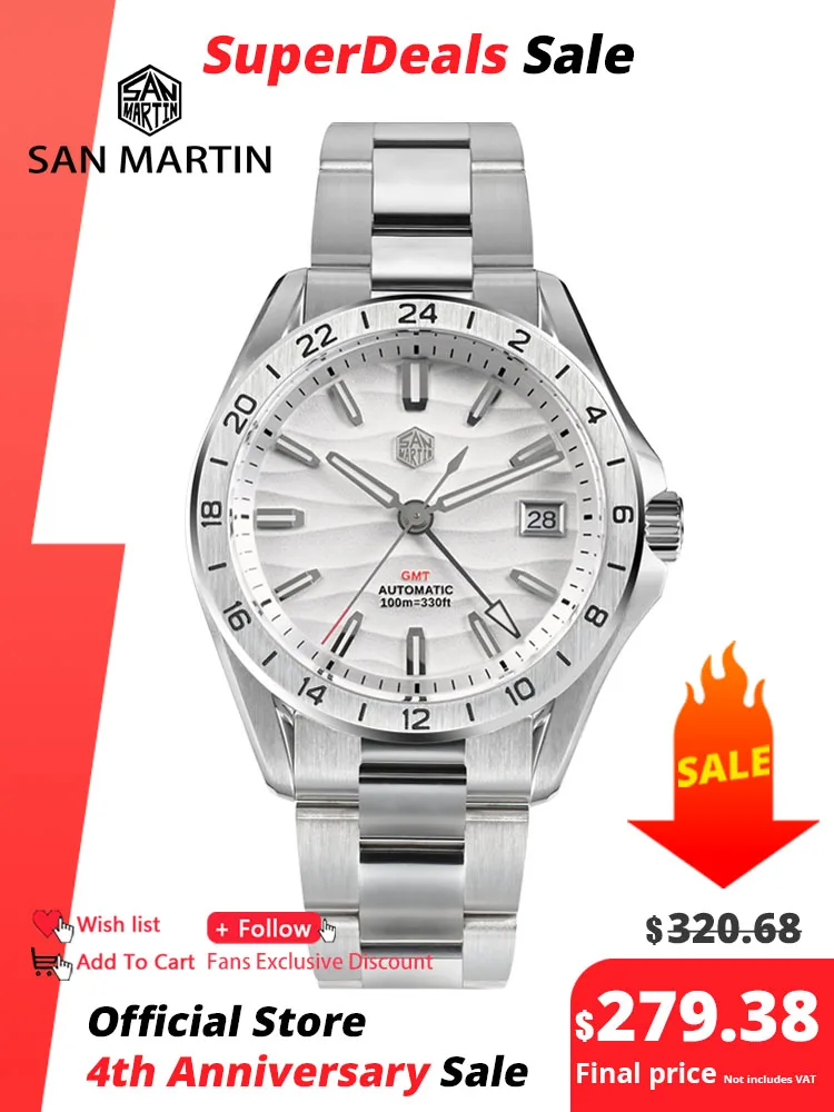 San-Martin-New-39mm-Desert-Texture-Luxury-Men-Business-Dress-GMT-Watch ...
