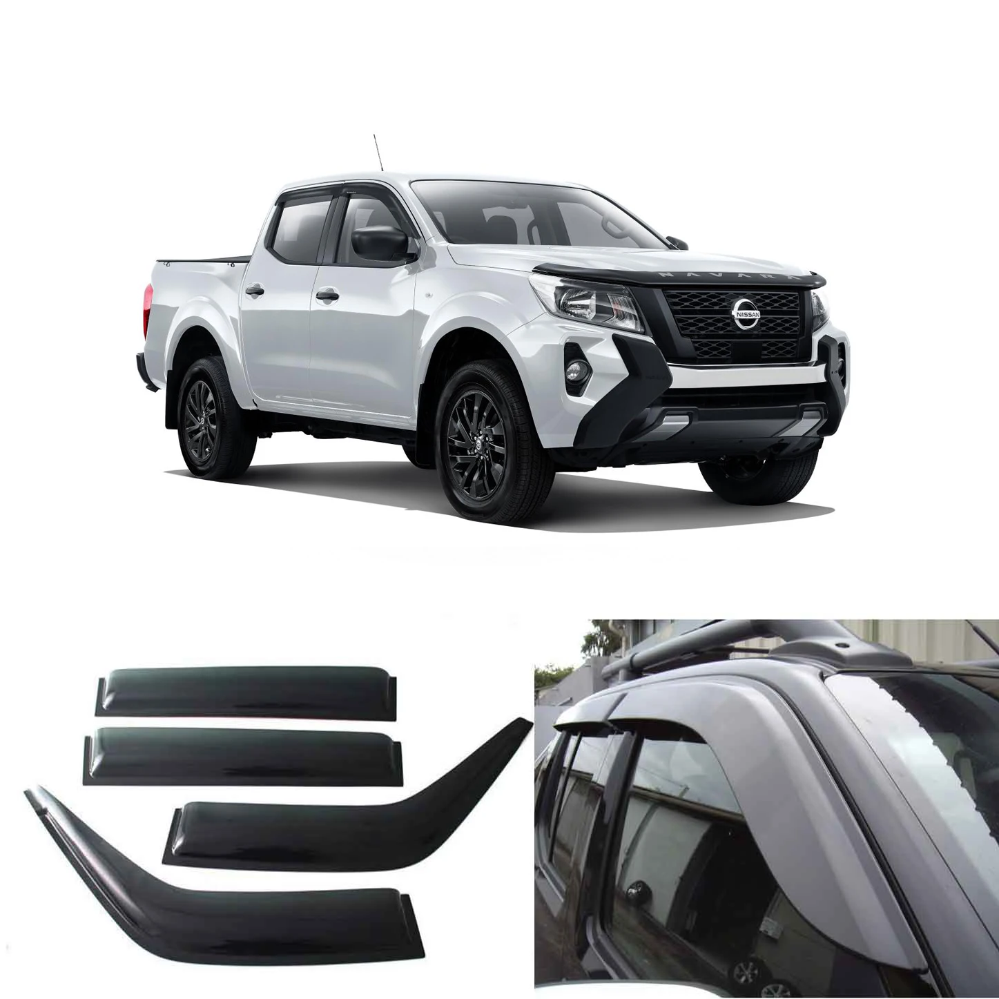 Window-Visor-Window-Deflectors-Weathershields-for-Nissan-Navara ...