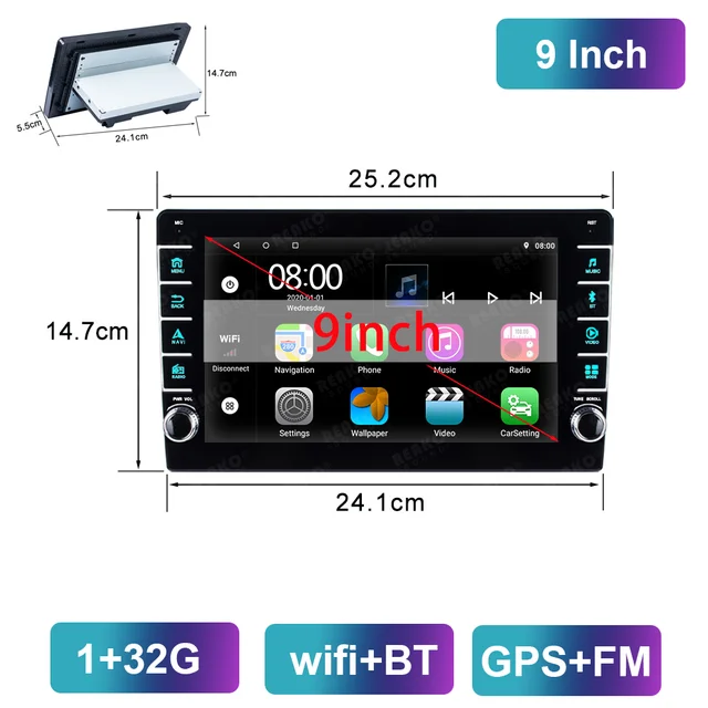 X-REAKO 9“Android 12 Multimedia Player Auto CarPlay Screen Car Radio ...