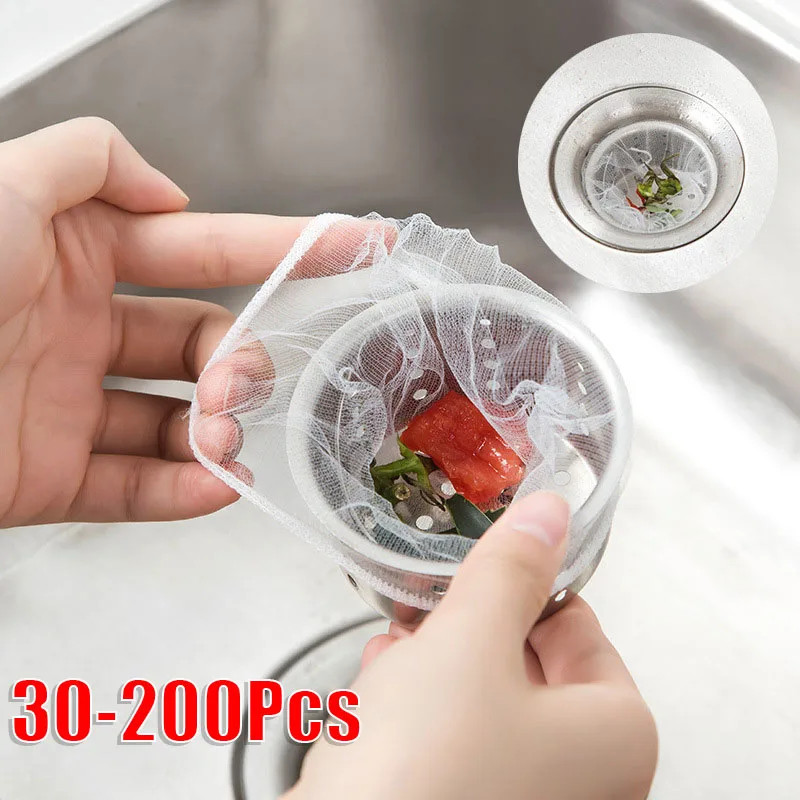 30-100-200pcs-Disposable-Kitchen-Sink-Filter-Mesh-Sink-Strainer-Drain ...