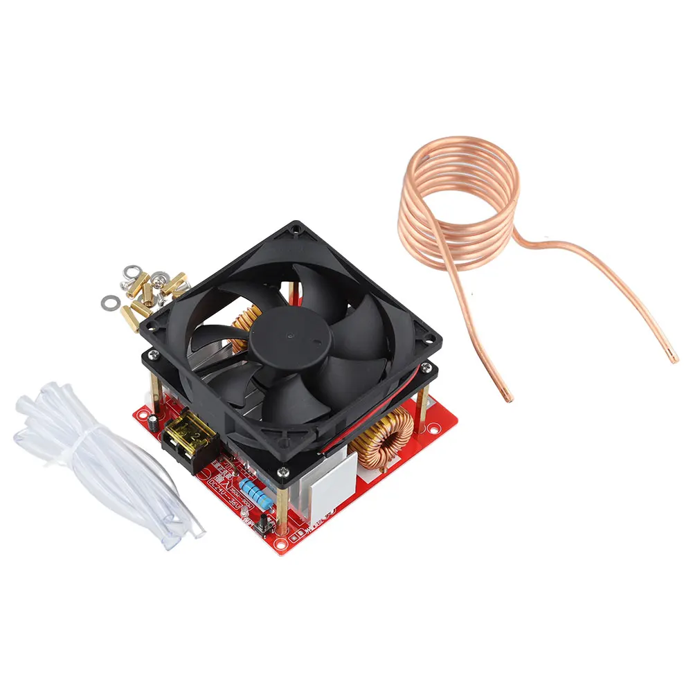 1000W ZVS DIY Black Red Heater Ignition Induction Heating Plate Board Kit with Copper Tube DC 24 ...
