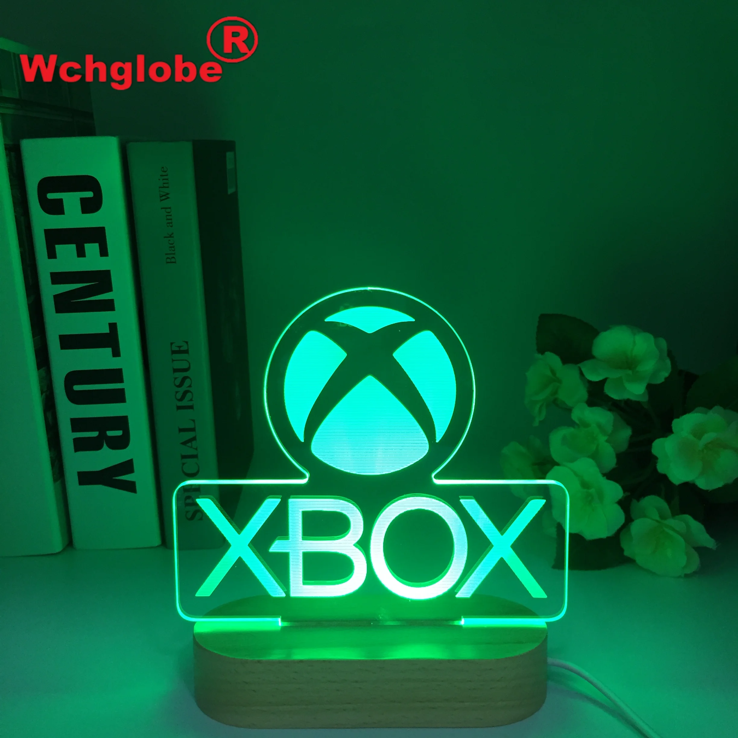 For XBOX Games 16 Colors Changing Wooden Remote Night Light 3D Acrylic ...