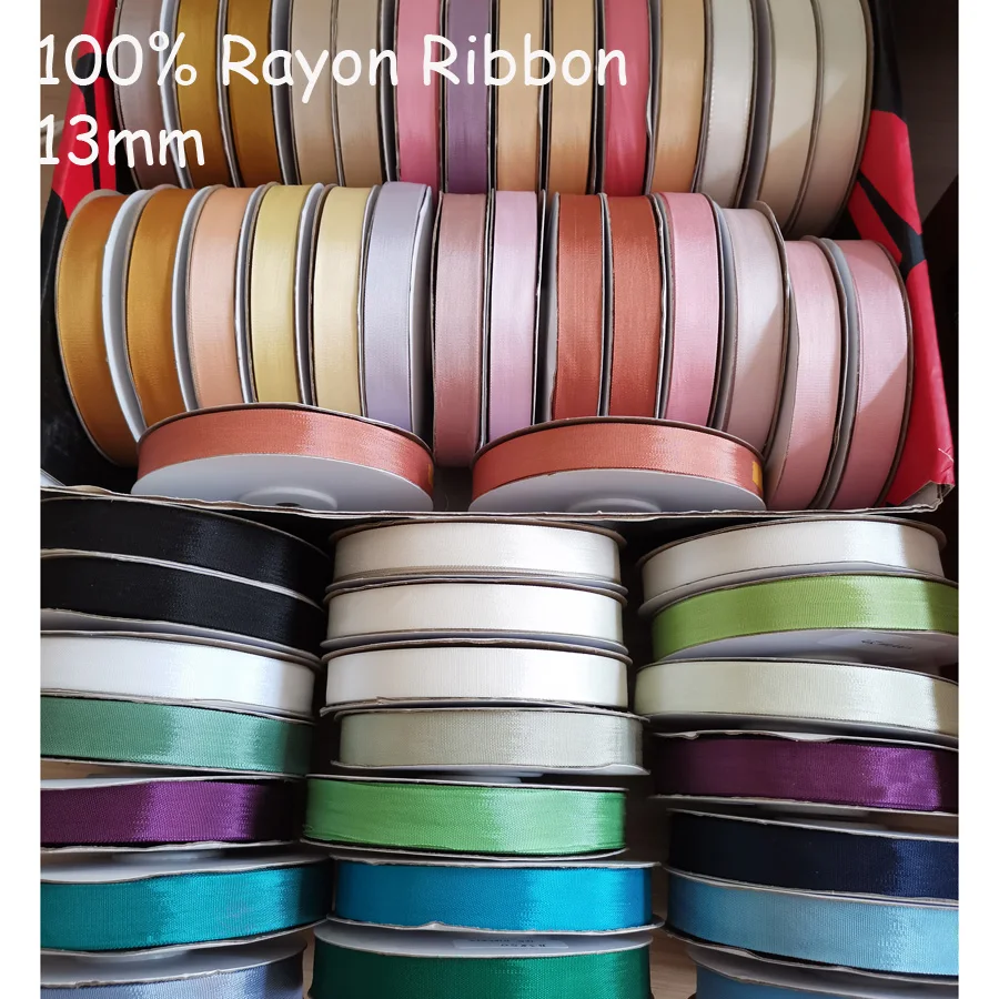 13mm-100-Rayon-Ribbon-Soft-Pliable-Ribbons-Blue-Green-Yellow-Brown ...