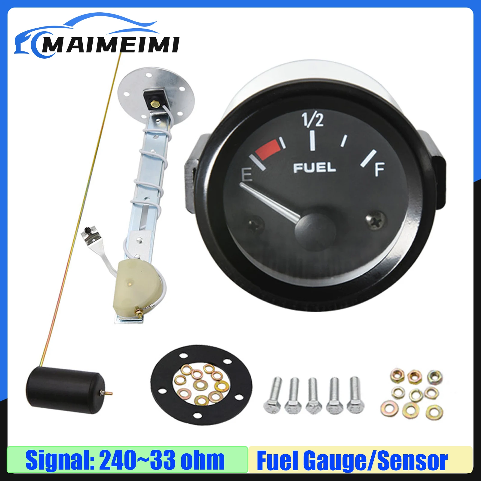 240-33-OHM-Fuel-Level-Gauge-with-White-LED-52mm-Fuel-Tank-Meter ...