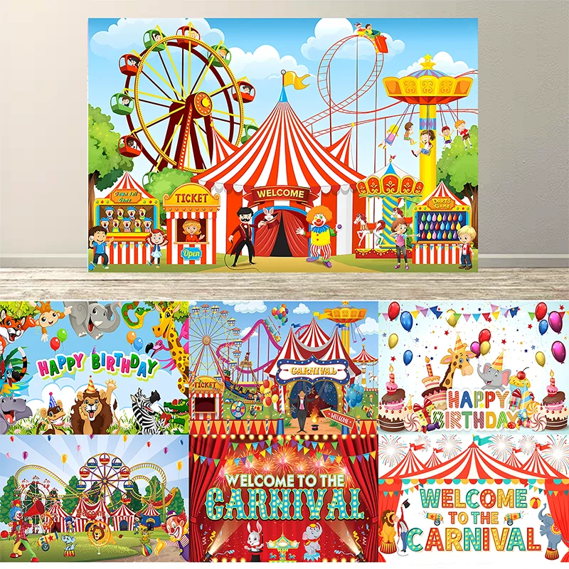 Carnival Games Backdrop Party Decorations | Circus Theme Party ...
