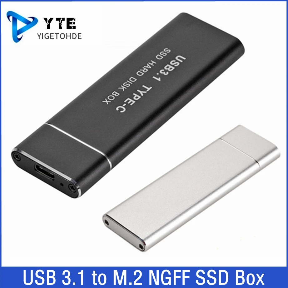 Caja de disco duro móvil USB 3,1 TYPE C a M.2 NGFF SSD, carcasa externa de 6Gbps para M2 SATA ...