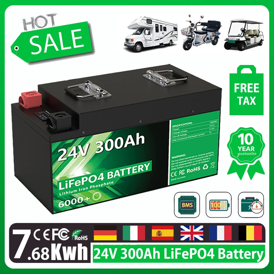 Lifepo4 24V 300ah 200ah 100ah Accu 25.6V 7680wh Kwaliteit Een 6000 ...