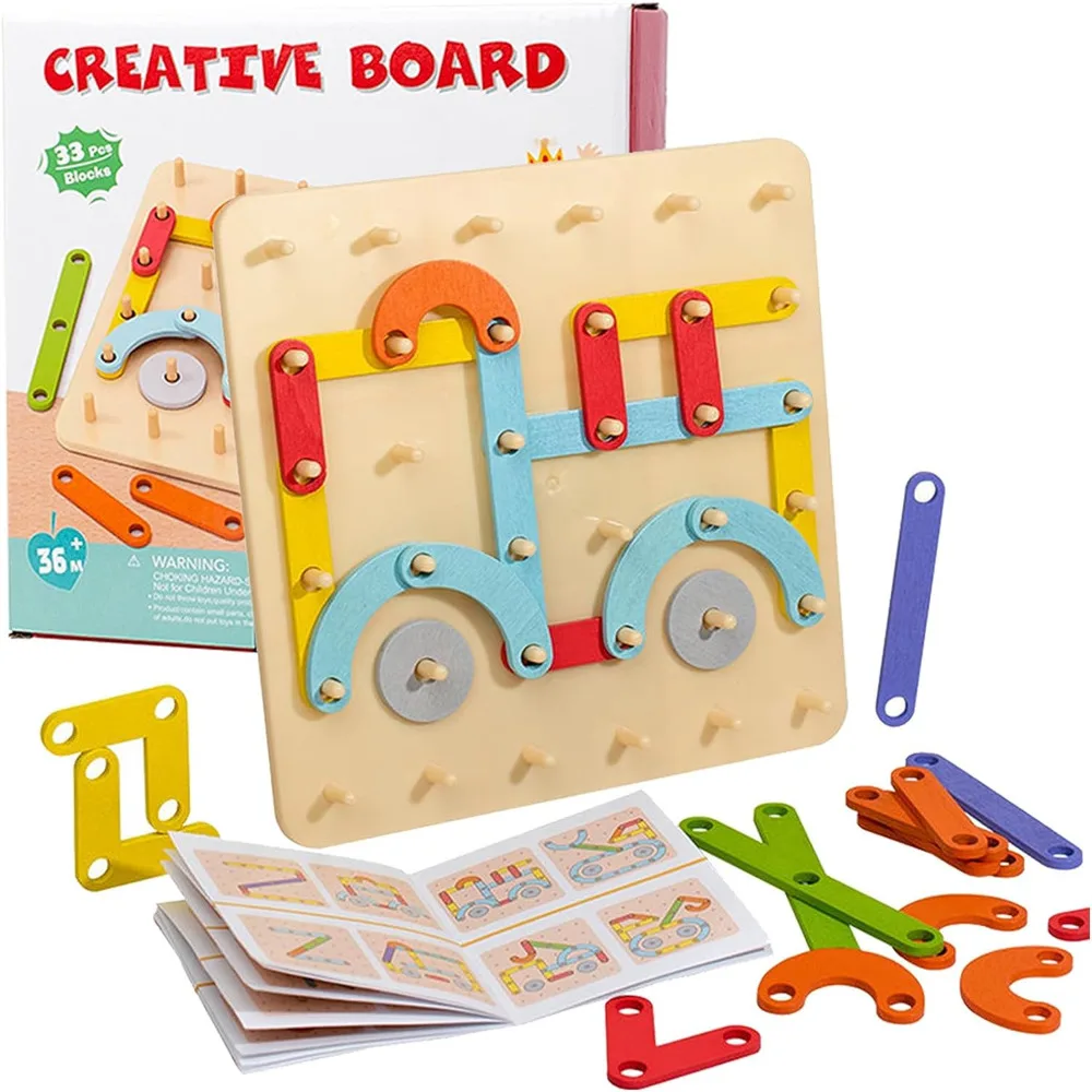 Kreative-Nagel-brett-Puzzle-Spielzeug-Montessori-Bildung-geometrische ...