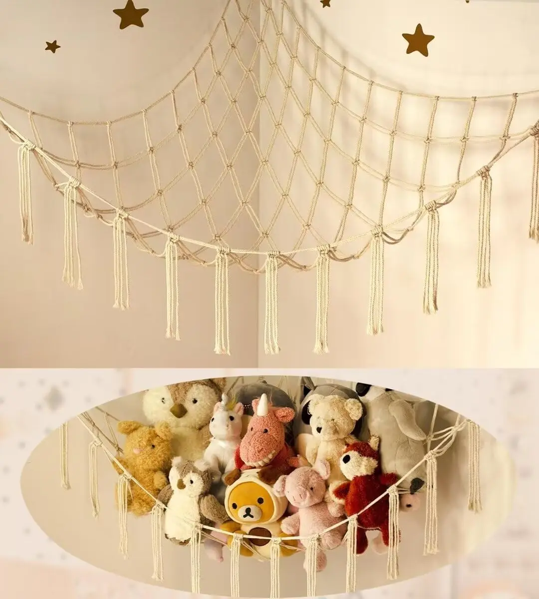 Triangle Toy Net Stuffed Animal Storage Hammock or Net Corner Cute ...