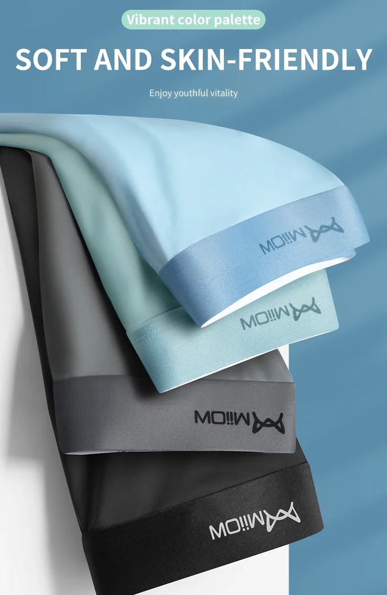 MiiOW, 4 шт., мужские шорты-боксеры, графеновое антибактериальное нижнее белье из ледяного шелка ...