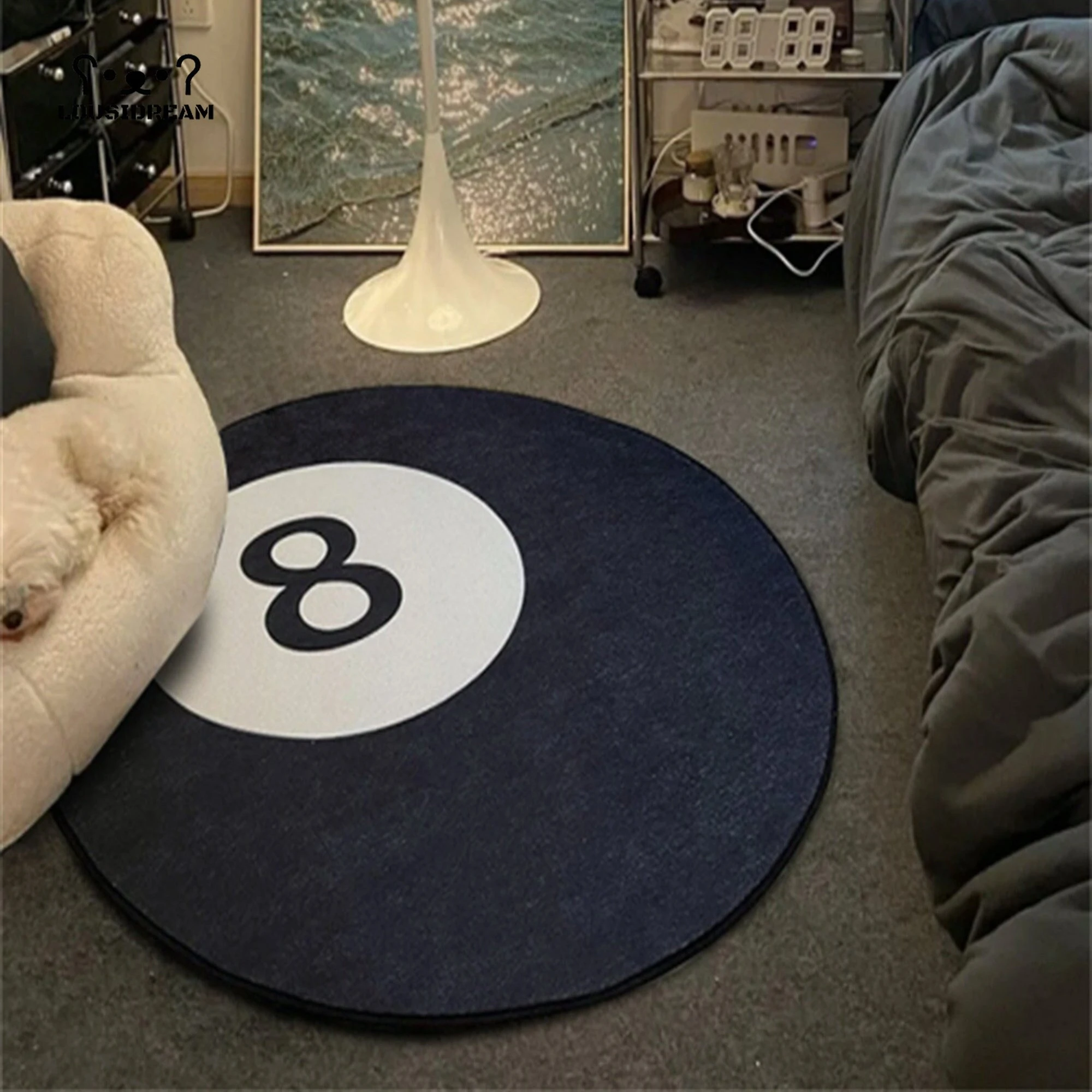 Simulation Billiards 8 Ball Rug Round Soft Chair Pad Anti-slip Bath ...