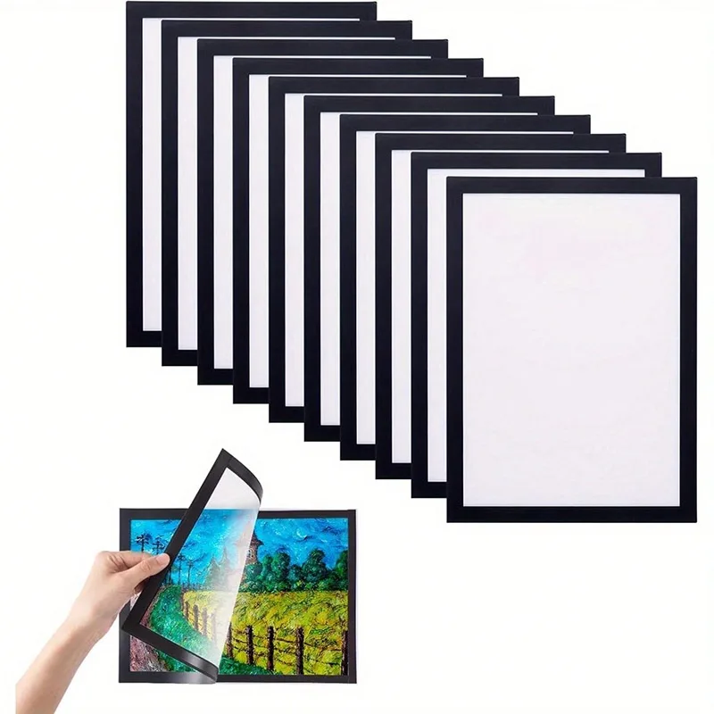 2/10pcs Rectangular Magnetic Photo Frame A4/A6 Gold Silver Black Self ...