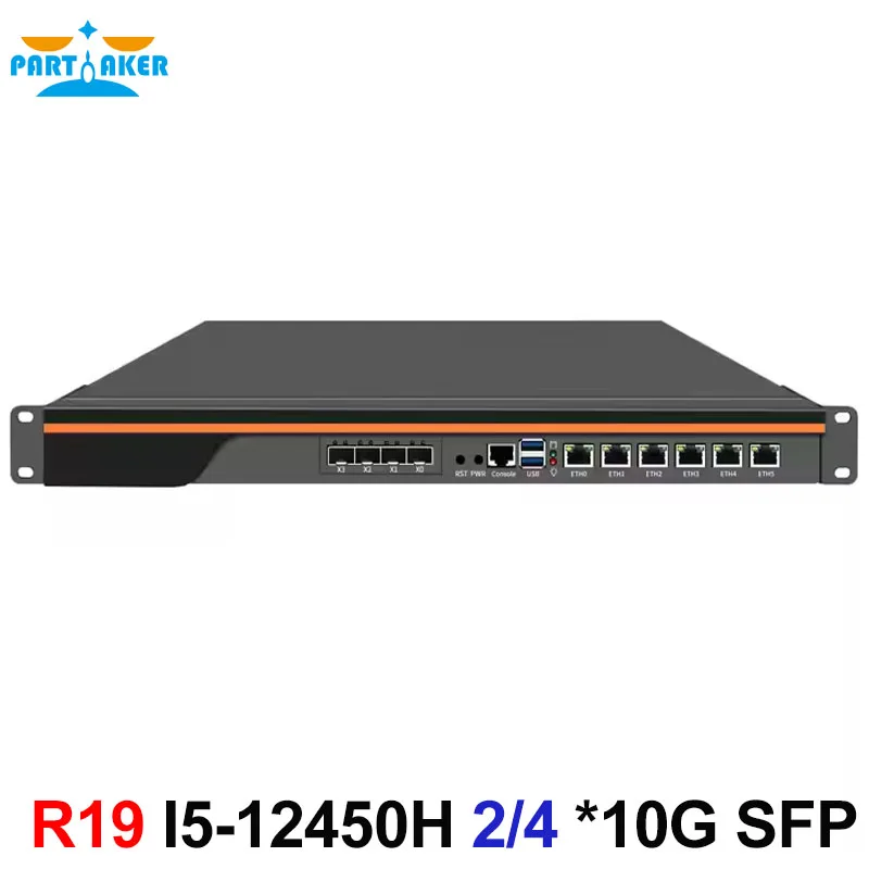 Partaker 1U Rackmount Firewall Router I5 12450H 6x2 5G Intel I226 4xSFP ...