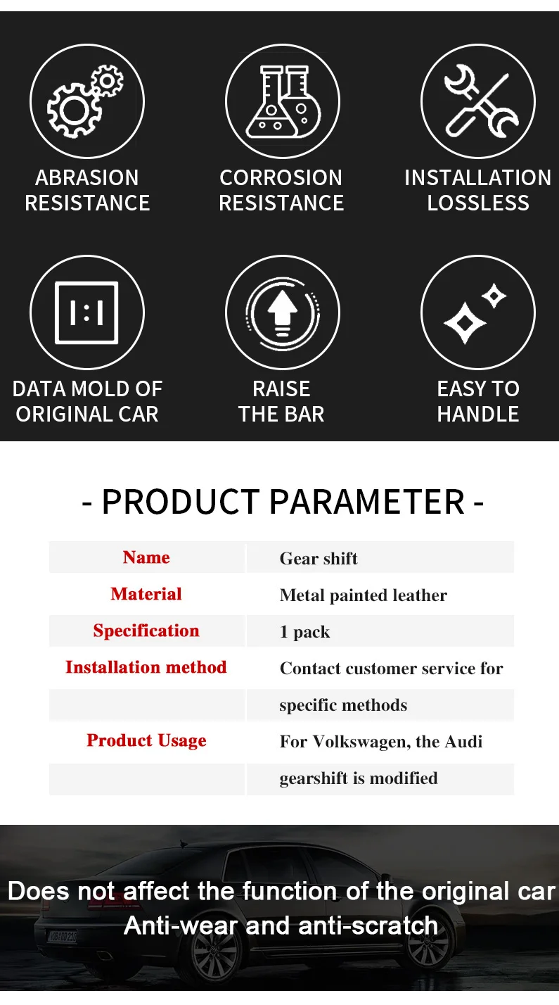 Automatic Gear Shift Knob Shift Lever Handle Head for Audi A3 S3 RS3 Q3 S6 RS6 A4 A5 A7 Passat 7 ...