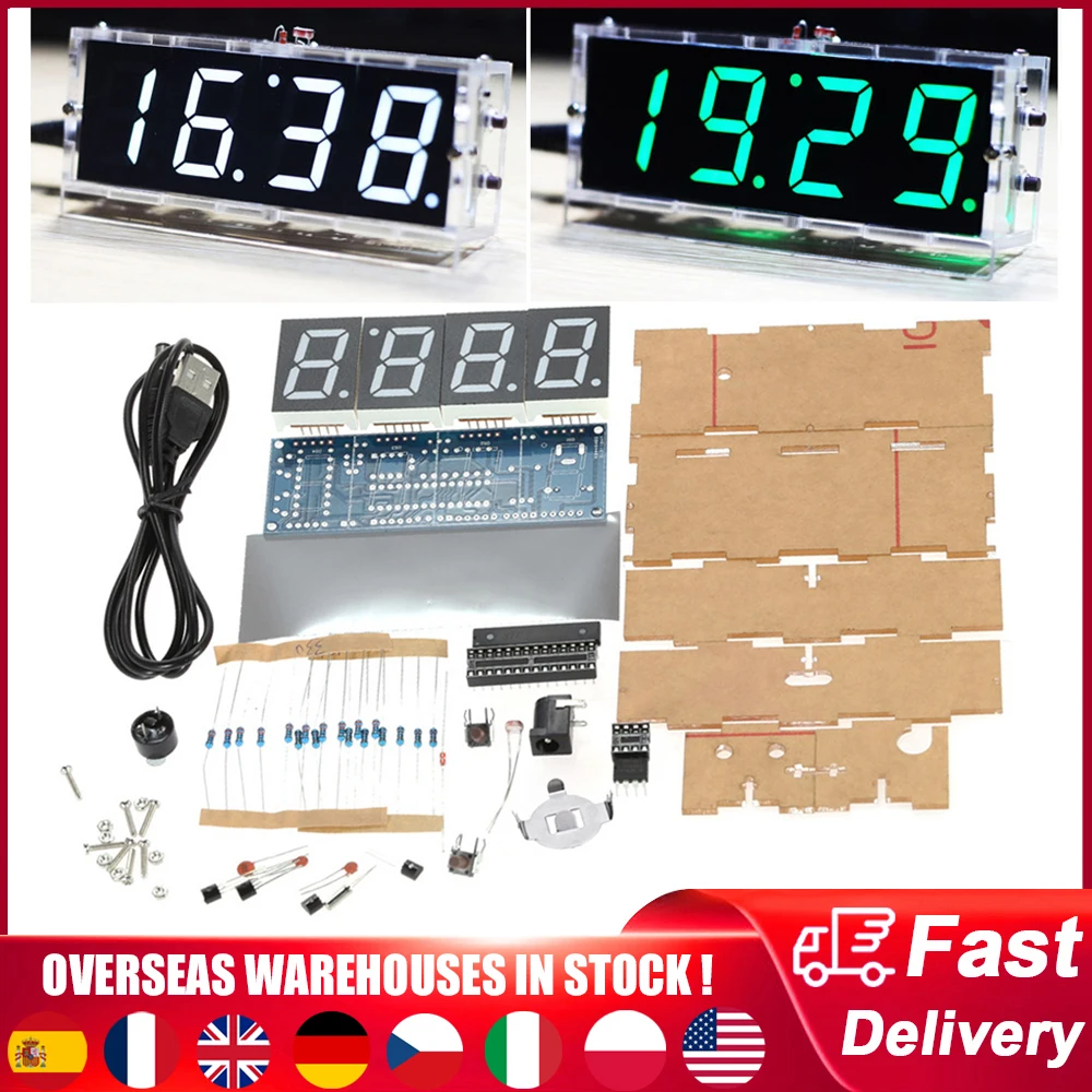 Compact-4-digit-Timer-Digital-LED-Clock-DIY-Kit-Light-Control ...