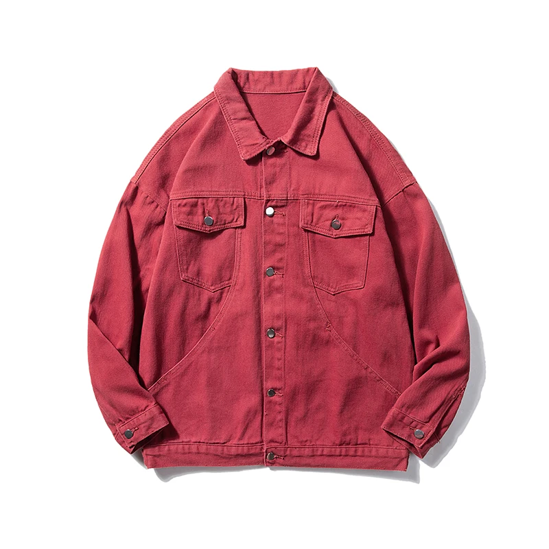 2026 New Spring Red Jeans Jacket Loose Stretch Simple Solid Color ...