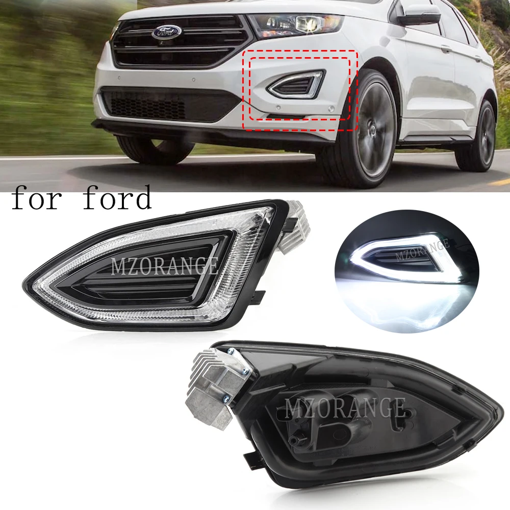 For-Ford-Edge-2015-2016-2018-LED-DRL-Headlights-Fog-Light-Foglights ...