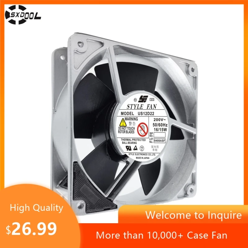 US12D22 All-metal STYLE 120mm High-Temp Fan: 220V, Metal Construction ...