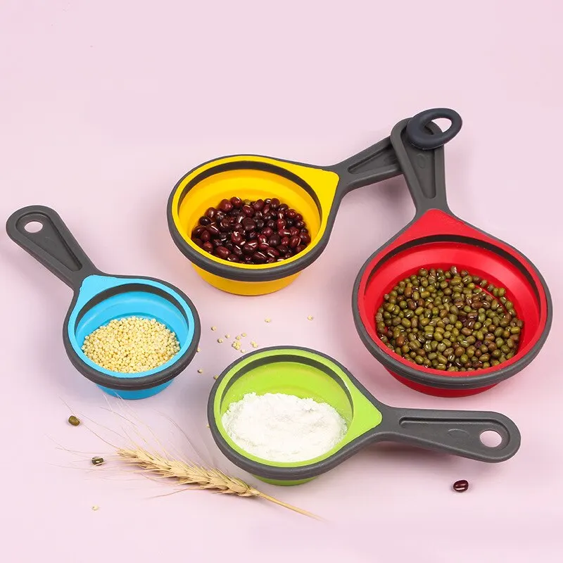4Pcs-Set-Measuring-Cup-Folding-Measuring-Spoon-Set-Coffee-Sugar-Scoop ...