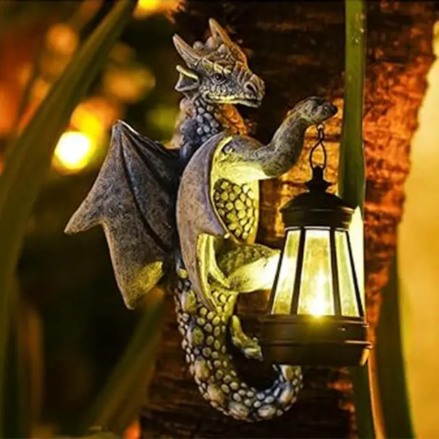 Dragon Ornament Solar Dragon Outdoor Statue Dragon Garden Statue With ...