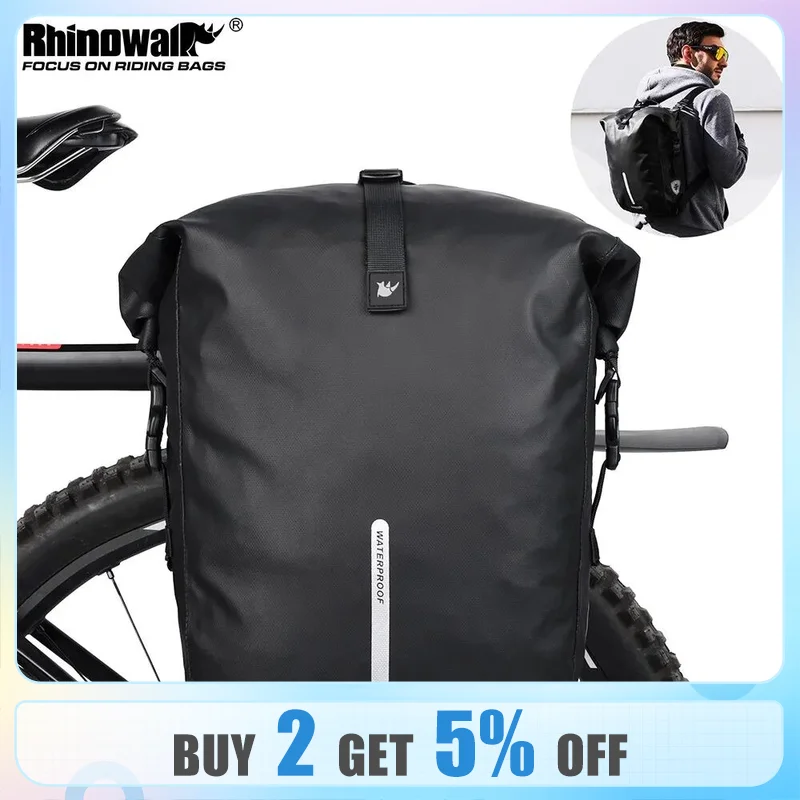 Rhinowalk Bike Pannier Bag 20L Big Capacity Waterproof Rear Rack Black ...